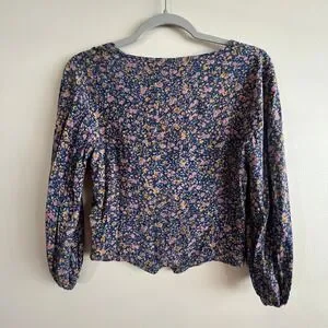ROLLA'S | Tops | Rollas Roxanne Coast Floral Blouse S Navy Ditsy Button ...